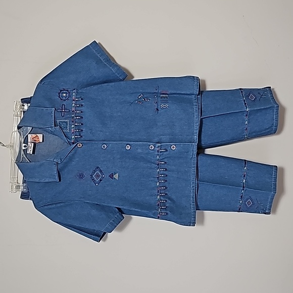 Koret | Pants & Jumpsuits | Koret City Blues Denim Capri Set Beading ...